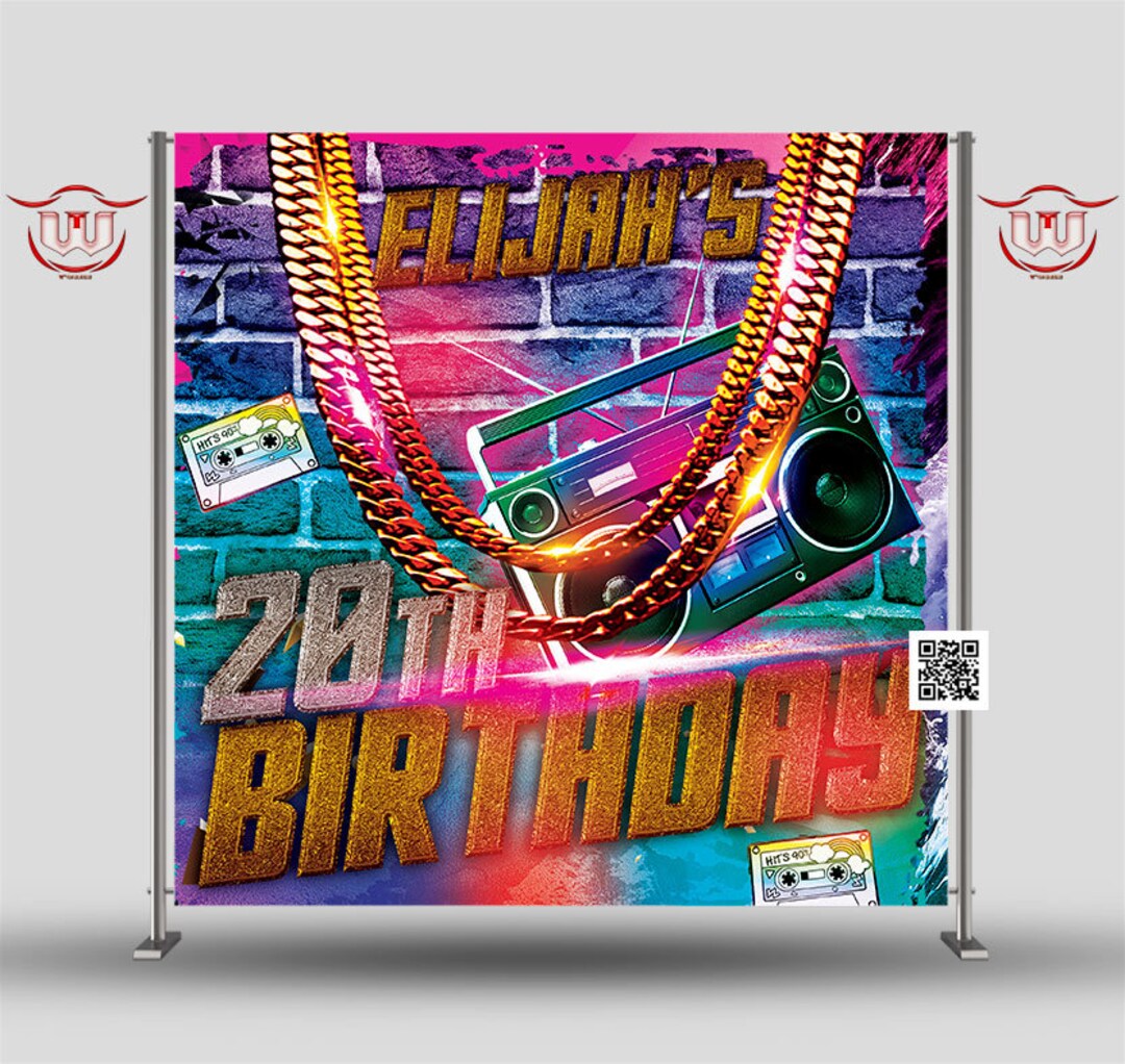 90's Hip Hop Party Photo Backdrop, 80's Party Backdrop, 90s Hip Hop ...