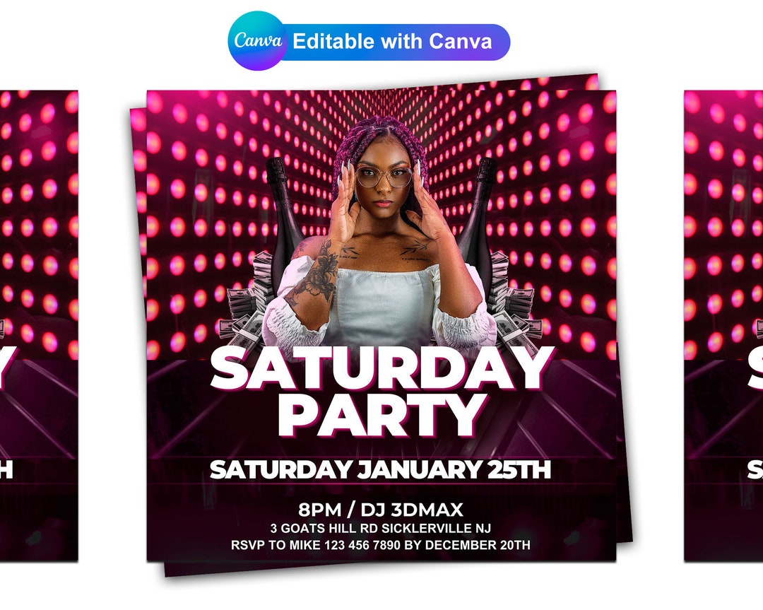 Pink Party Flyer Template Club Flyer Club Event Flyer Ladies Flyer Adult Party Flyer