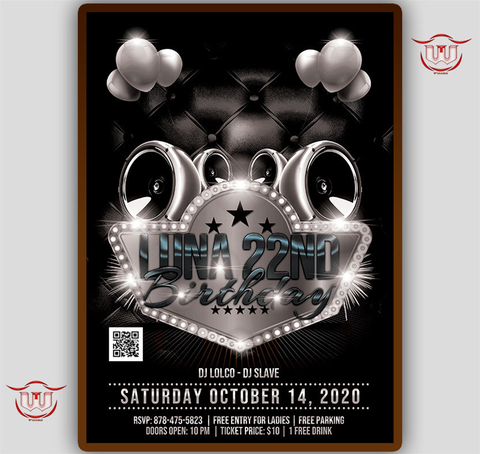 Silver Party Invitation Black White Club Flyer Black White - Etsy