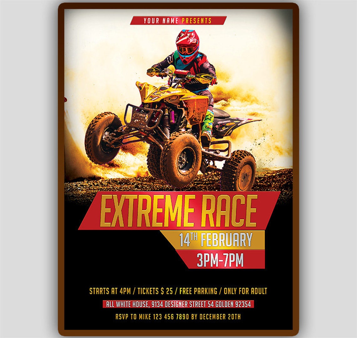 ATV Flyer ATV Invitation 4 Wheeler Invitation Extreme Race - Etsy