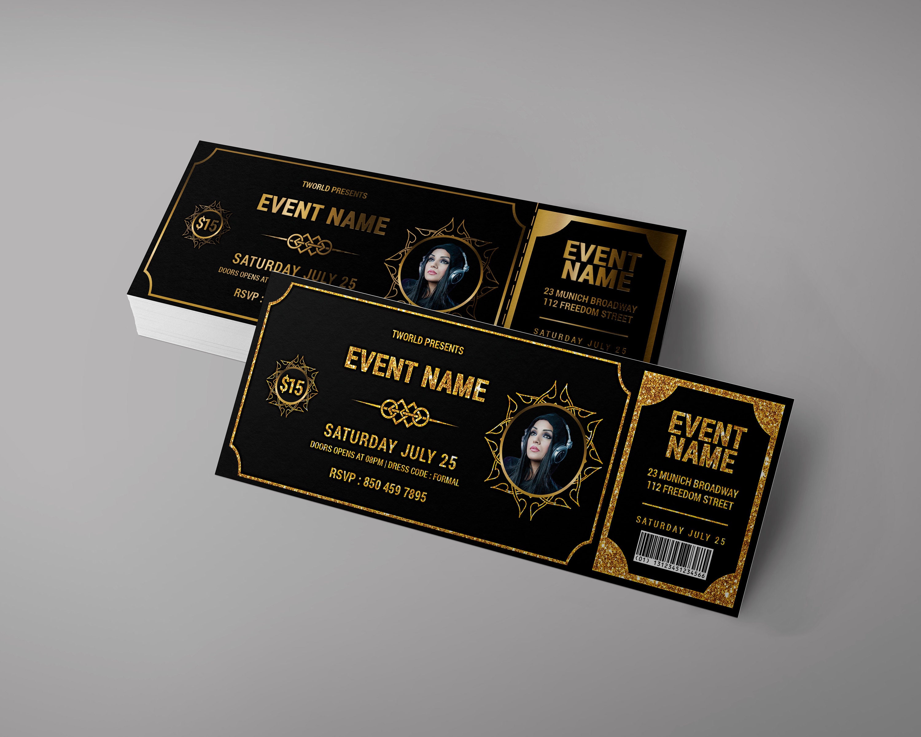 Gold Event Tickets Design Wedding Ticket Gala Tickets Etsy