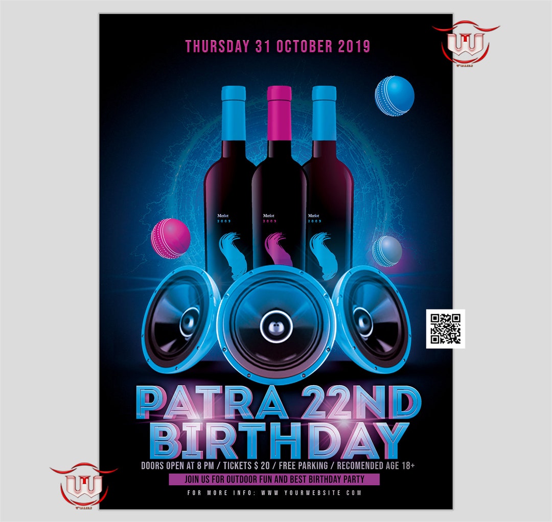 Black and Blue Party Invitation, Black Blue Club Flyer, Club Birthday ...