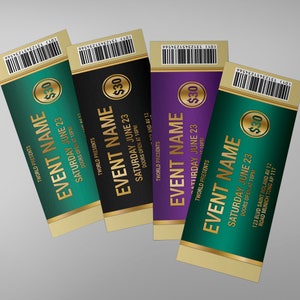 Custom Tickets, Church Ticket, Gala Ticket, Wedding Ticket, Golden ...