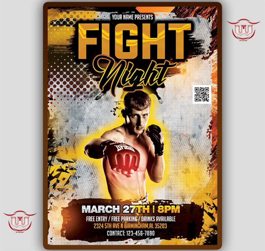 Fight Night Flyer, Ufc Birthday Flyer, MMA Flyer, UFC Flyer, Printable ...