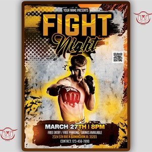Fight Night Flyer, Ufc Birthday Flyer, MMA Flyer, UFC Flyer, Printable ...