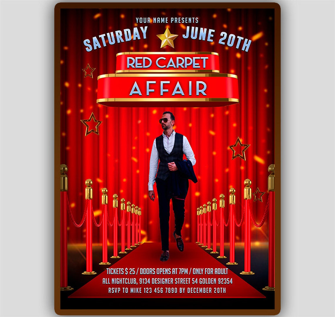 Red Carpet Invitation Hollywood Red Carpet Flyer Red Carpet - Etsy