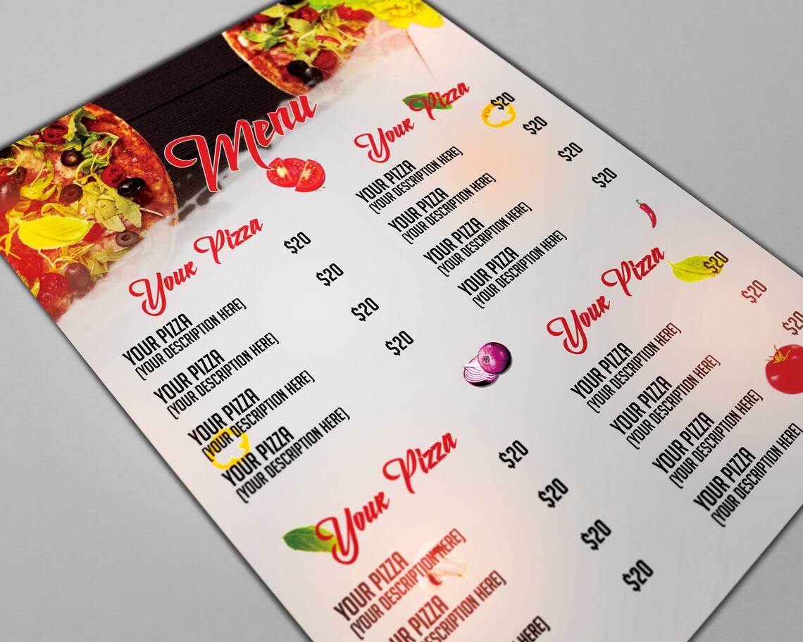 Pizza Flyer Design Pizza Menu Flyer Pizza Restaurant Flyer - Etsy