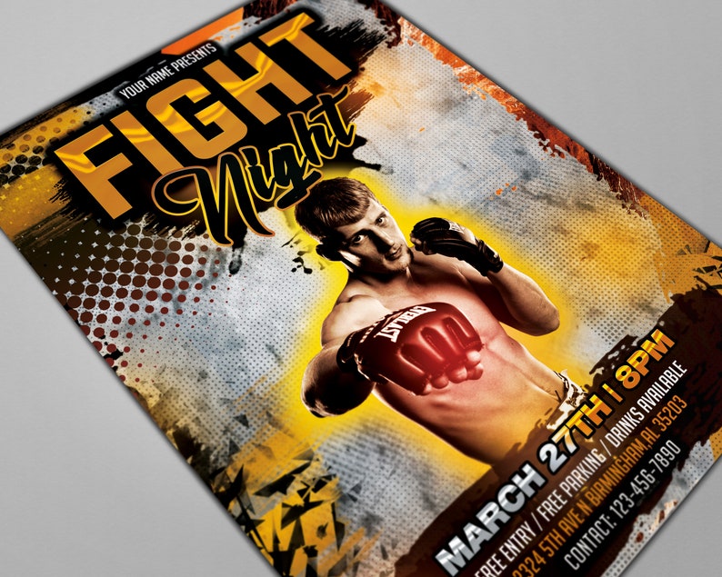 Fight Night Flyer ufc birthday flyer MMA flyer UFC flyer | Etsy