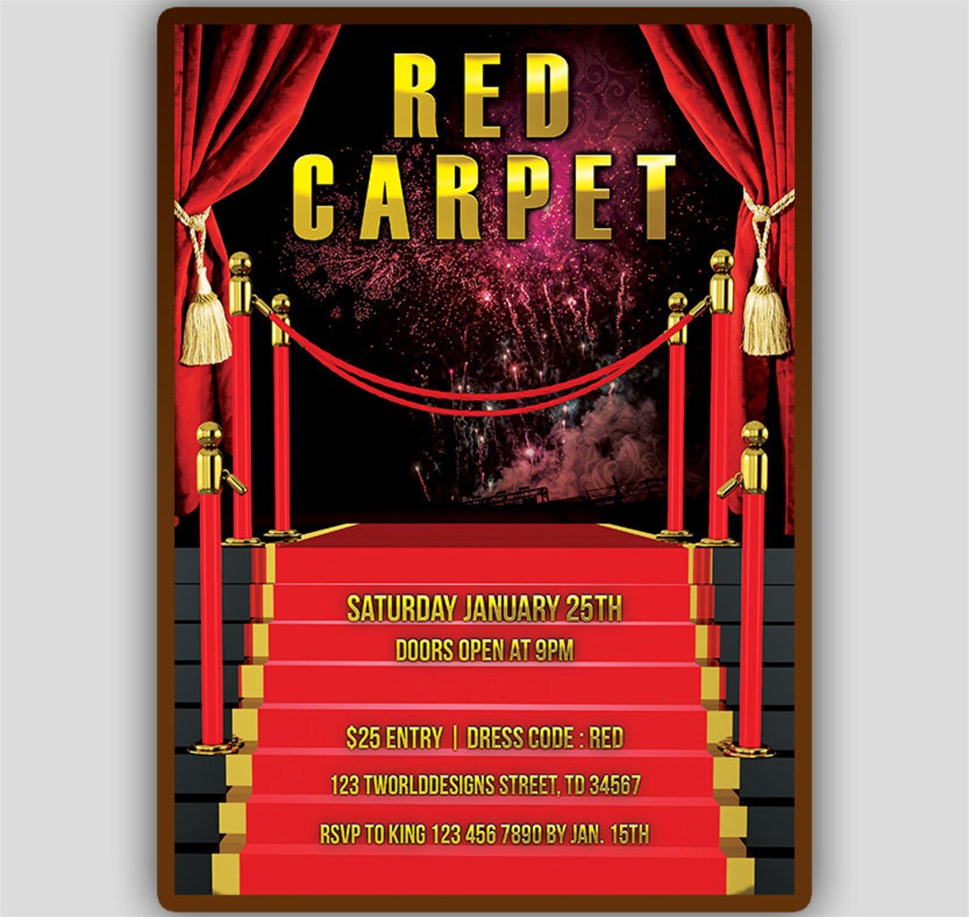 Red Carpet Invitation Red Carpet Flyer Red Carpet Party - Etsy