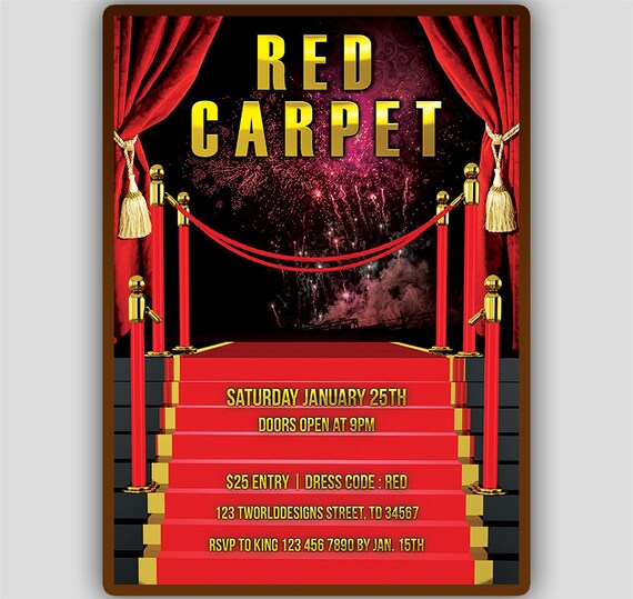 Red Carpet Invitation Red Carpet Flyer Red Carpet Party - Etsy