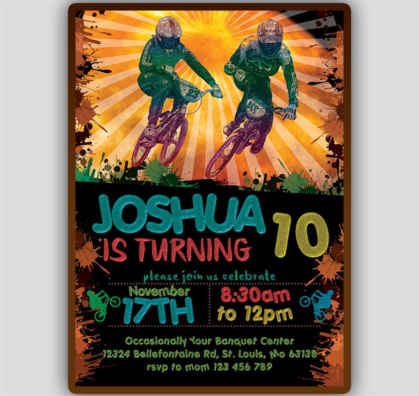 BMX Bike Birthday Invitation Bike Birthday Party Invite BMX - Etsy ...