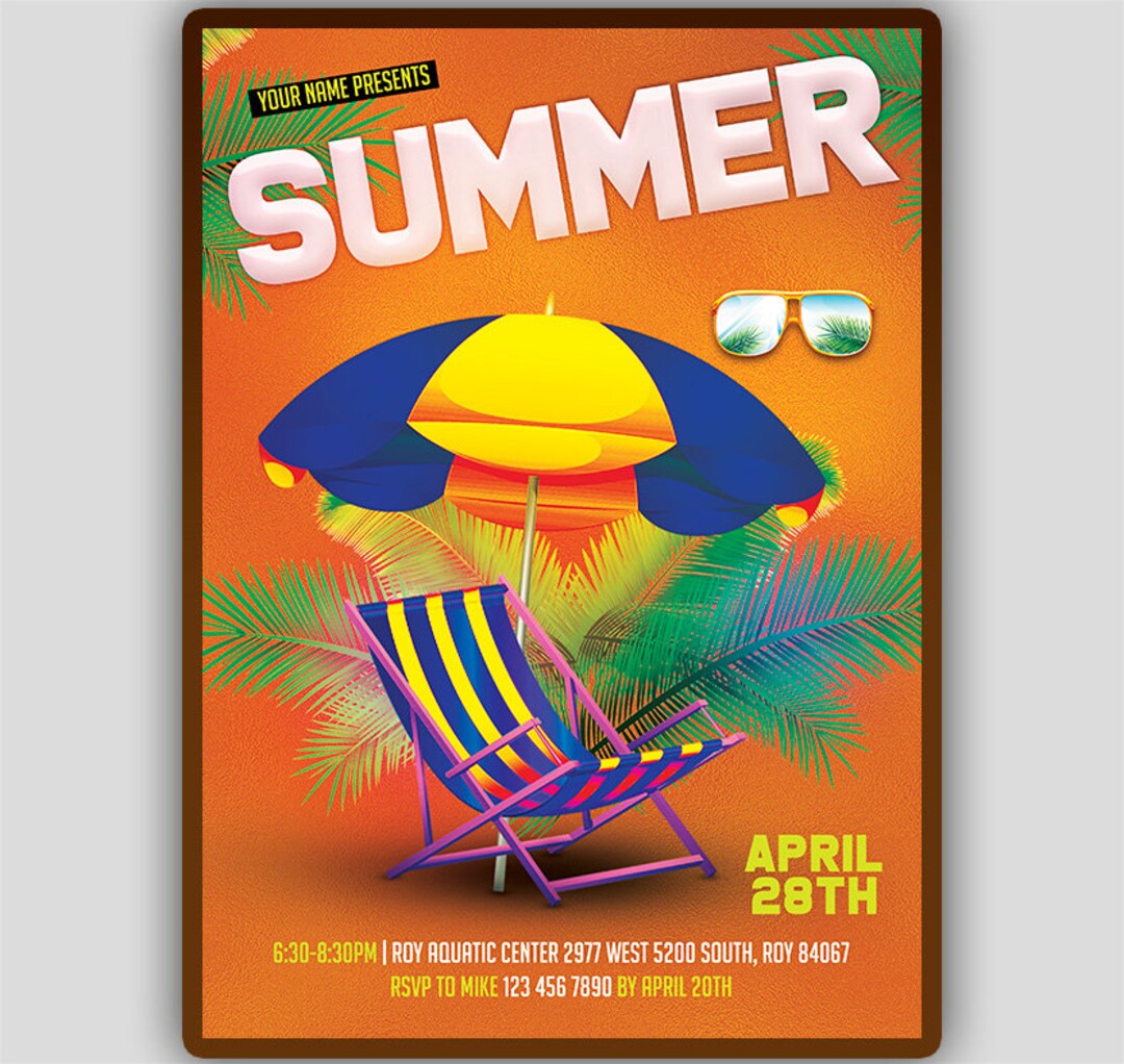 Summer Invitation Summer Flyer Summer Birthday Party Invite - Etsy