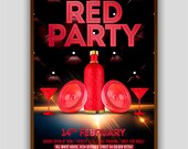 Red Party Flyer Red Party Invitation Red Birthday Party - Etsy