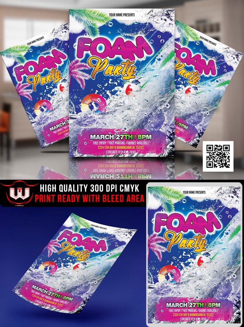 Foam Party Flyer Foam Birthday Party Flyer Foam Invitation - Etsy UK