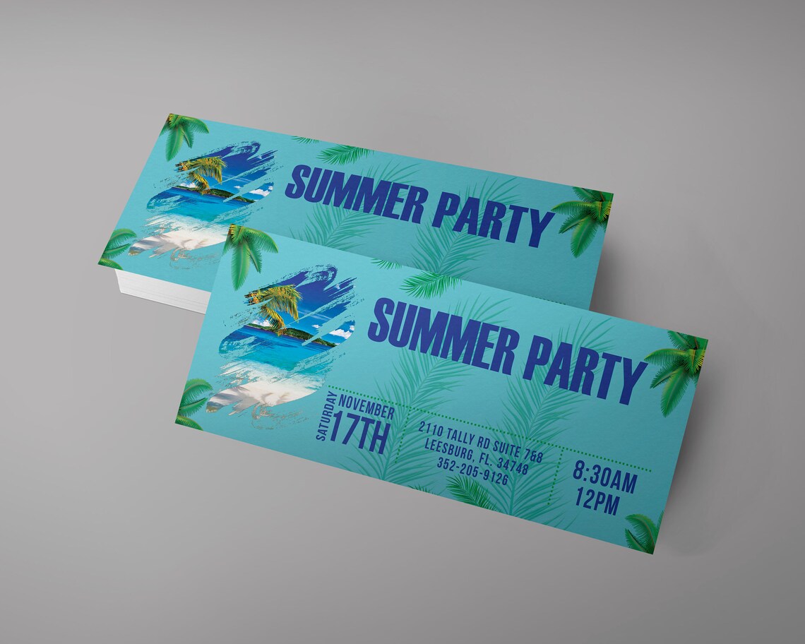 Summer Invitation Ticket Summer Ticket Summer Party - Etsy