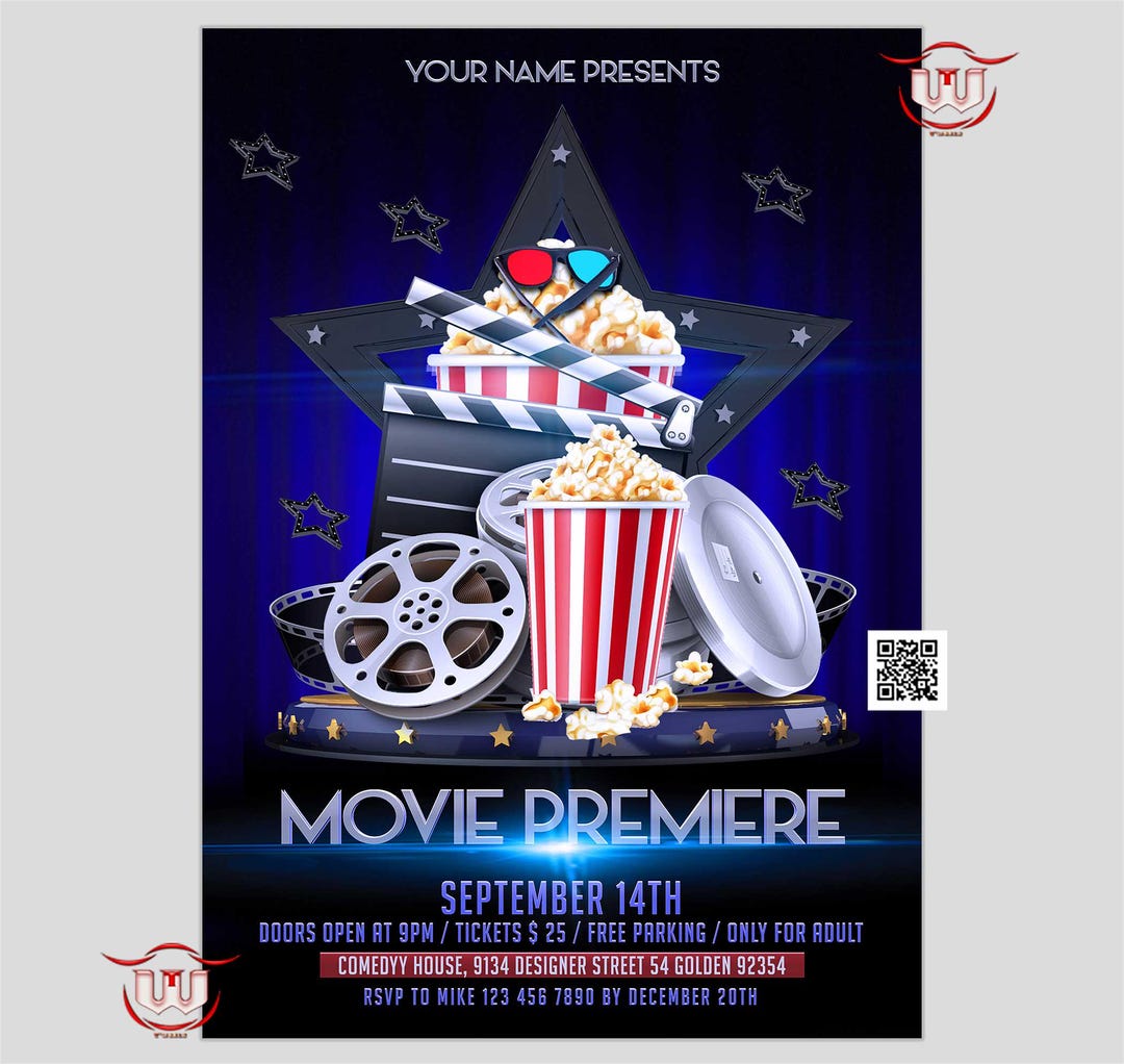 Movie Night Invitation, 3d Movie Flyer, Film Invite, Movie Premiere ...