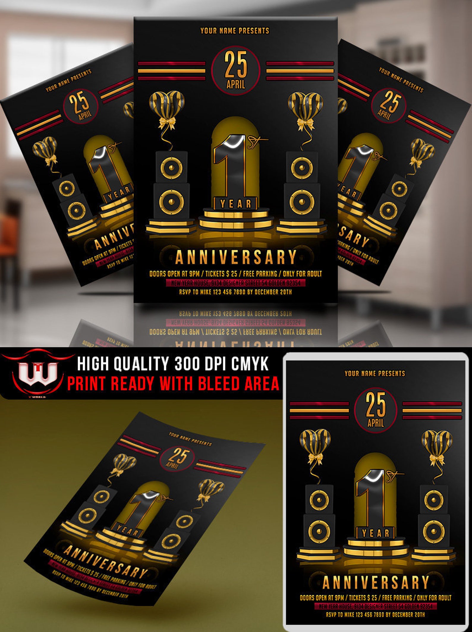 1st Year Anniversary Party Flyer Anniversary Party | Etsy