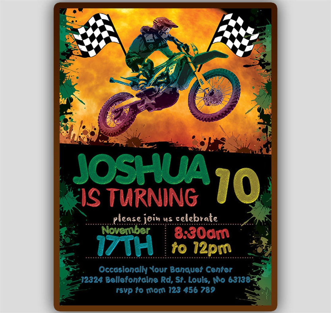Dirt Bike Birthday Invitation, Motocross Birthday Party Invite ...