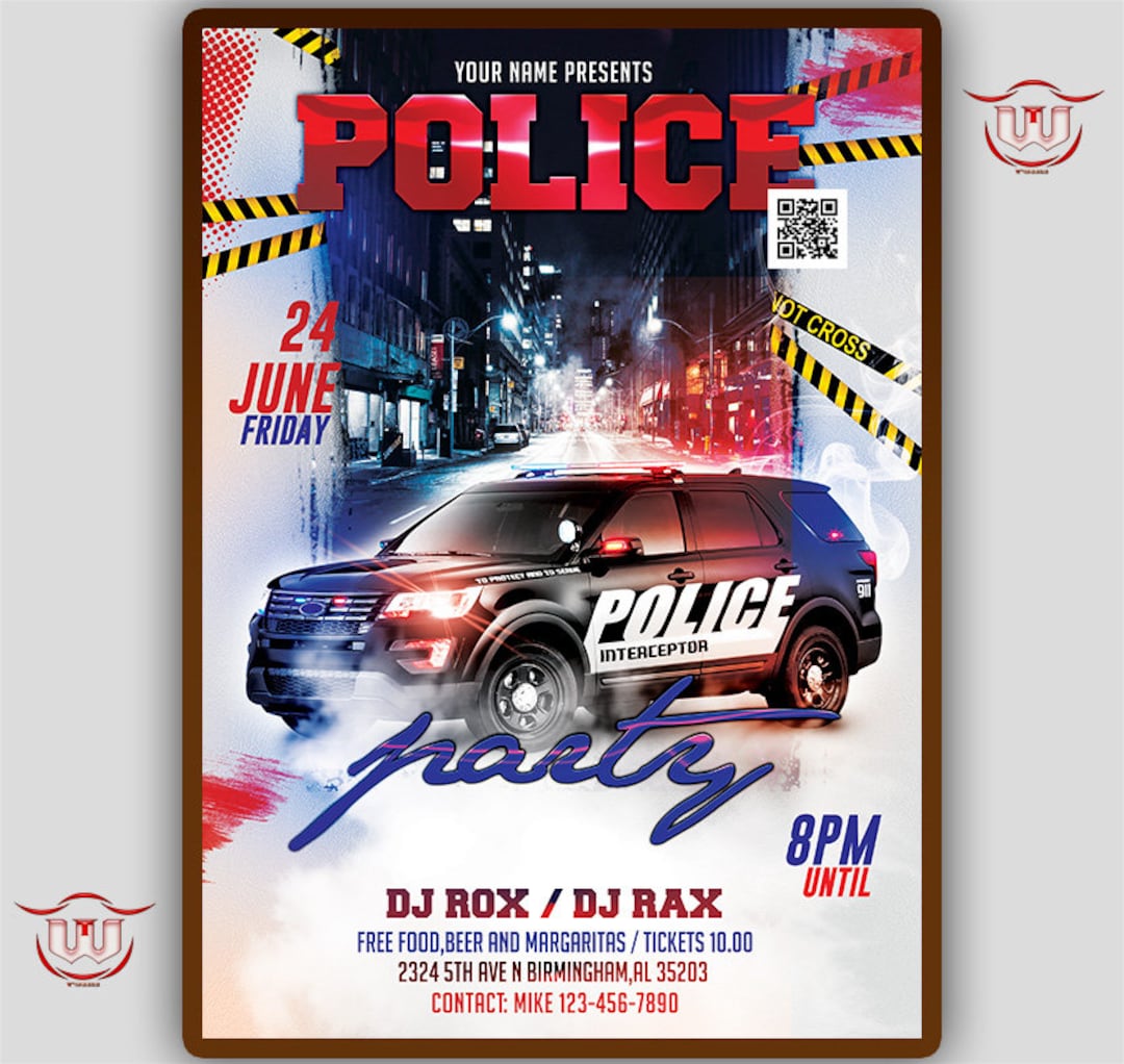 Police Party Flyer, Police Party Invitation, Police Birthday Invitation ...