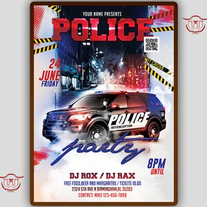 Police Party Flyer, Police Party Invitation, Police Birthday Invitation ...