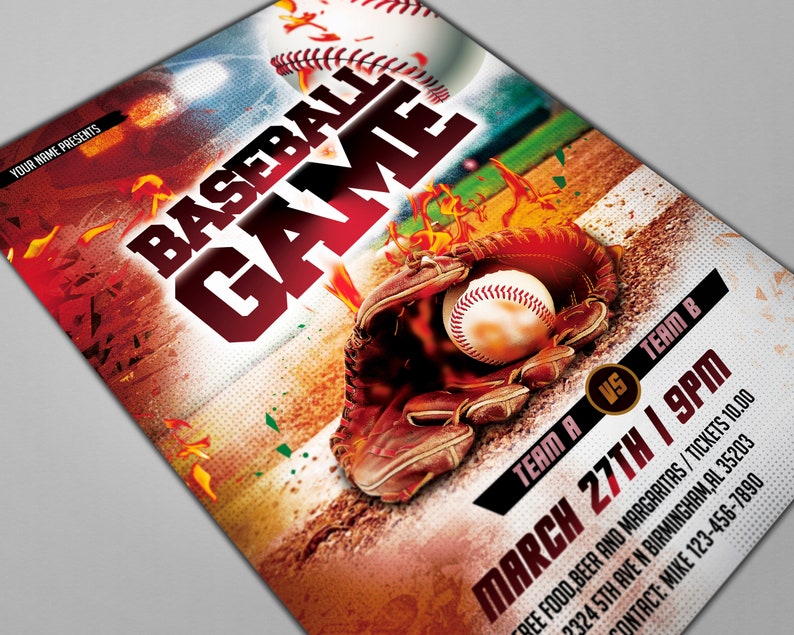 Baseball Game Invitation Baseball Birthday Party Flyer | Etsy