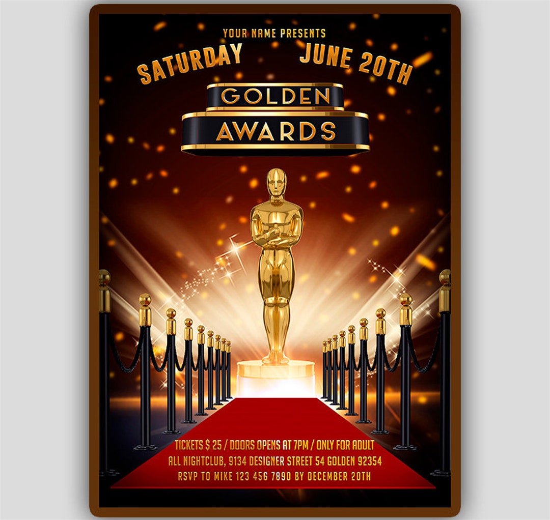 Awards Ceremony Flyer, Awards Invitation, Awards Party Invite, Music ...
