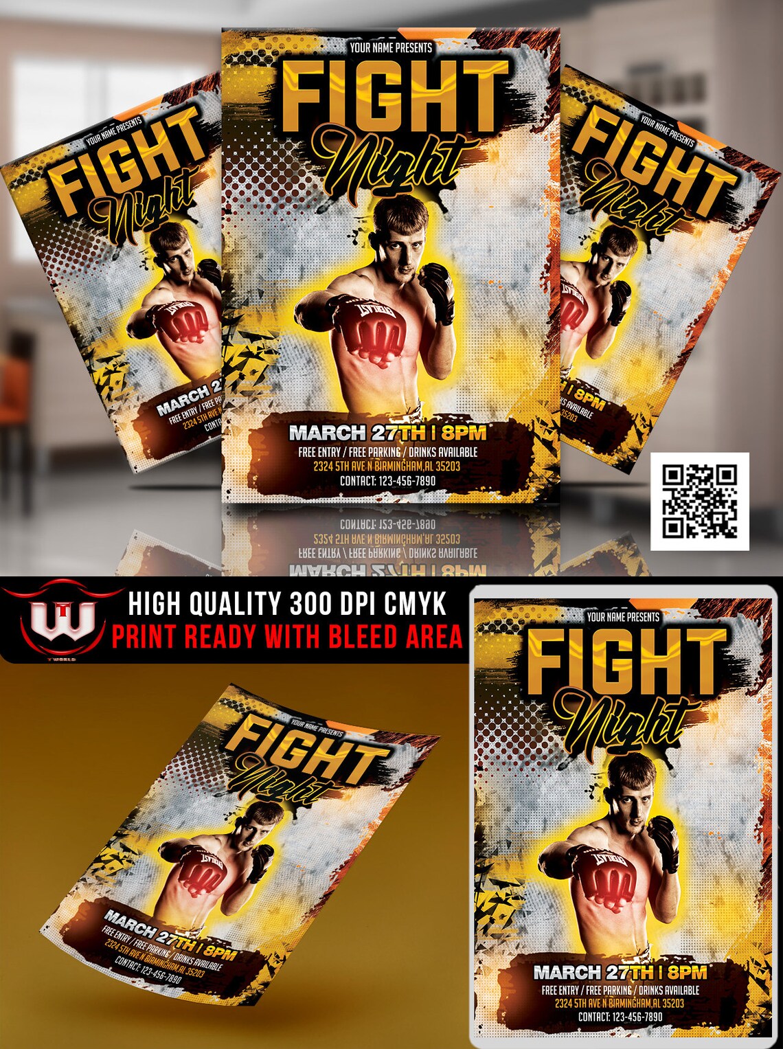 Fight Night Flyer ufc birthday flyer MMA flyer UFC flyer | Etsy