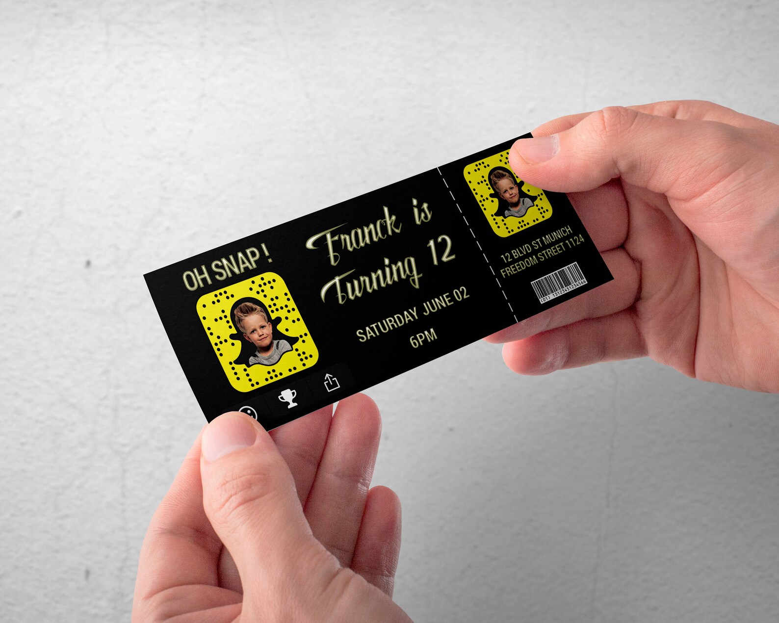 Snapchat Birthday Invitation Ticket Design Snap Birthday | Etsy