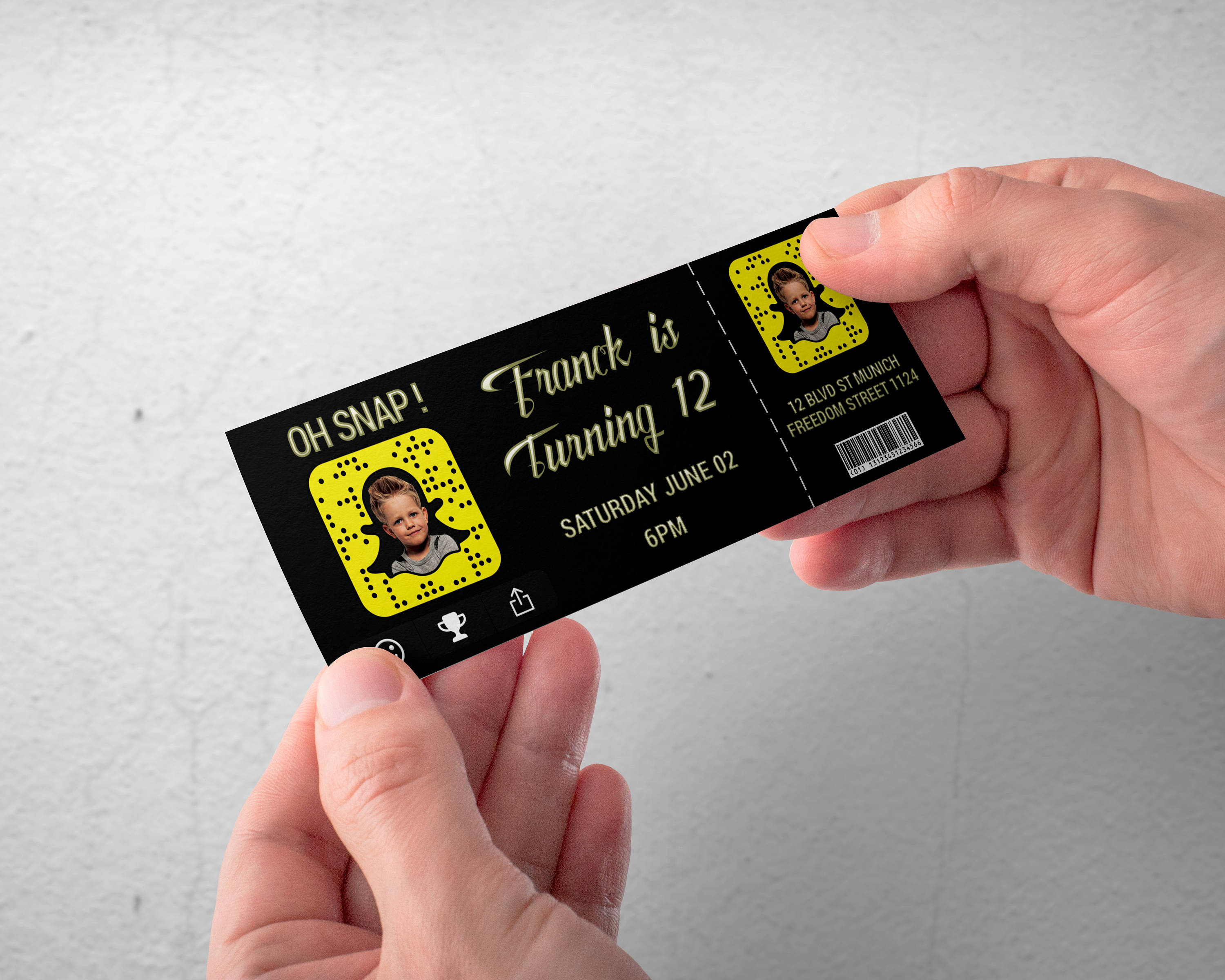 Snapchat Birthday Invitation Ticket Design Snap Birthday | Etsy