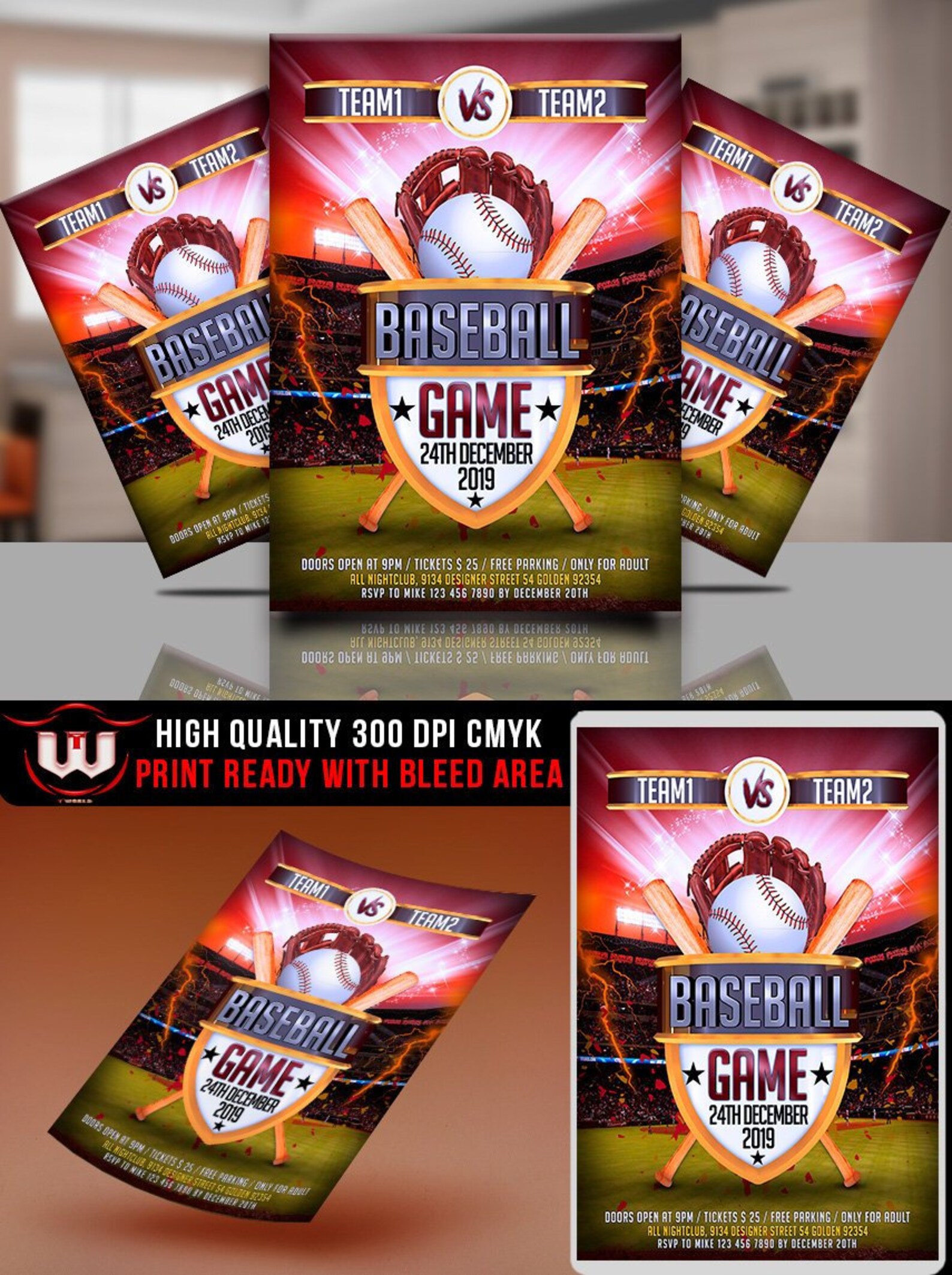 Baseball Game Invitation Baseball Night Flyer Baseball - Etsy