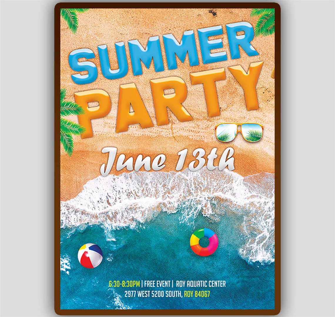 Beach Party Invitation Beach Flyer Summer Beach Invite | Etsy