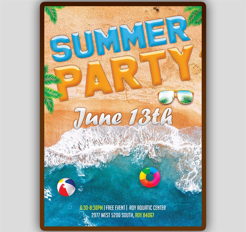 Beach Party Invitation Beach Flyer Summer Beach Invite | Etsy