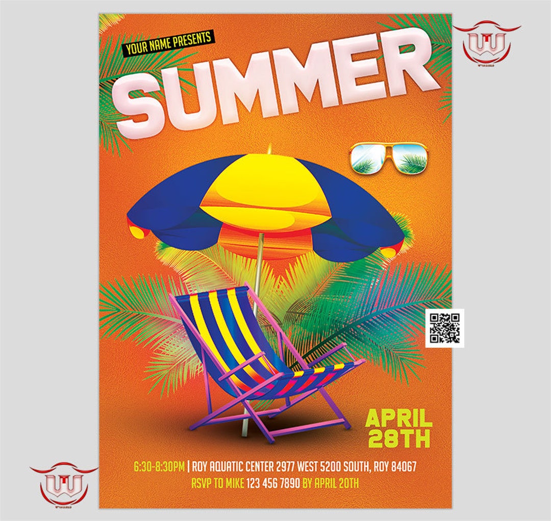 Summer Beach Party Flyer, Summer Event Flyer, Summer Birthday Party ...
