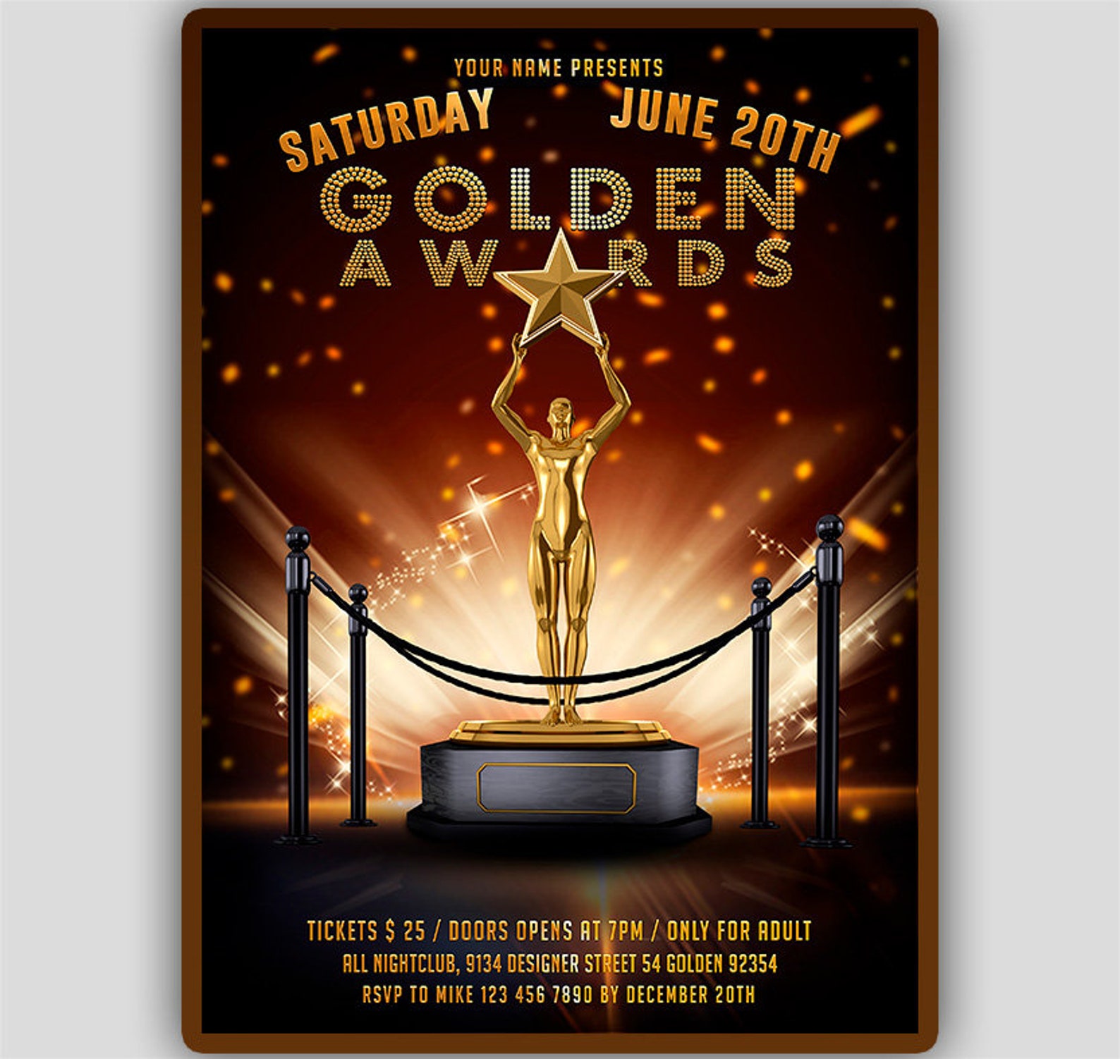 Golden Awards Flyer Awards Invitation Movie Awards Music | Etsy