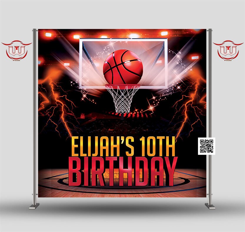 Basketball Birthday Backdrop Basketball Photo Backdrop Slam | Etsy