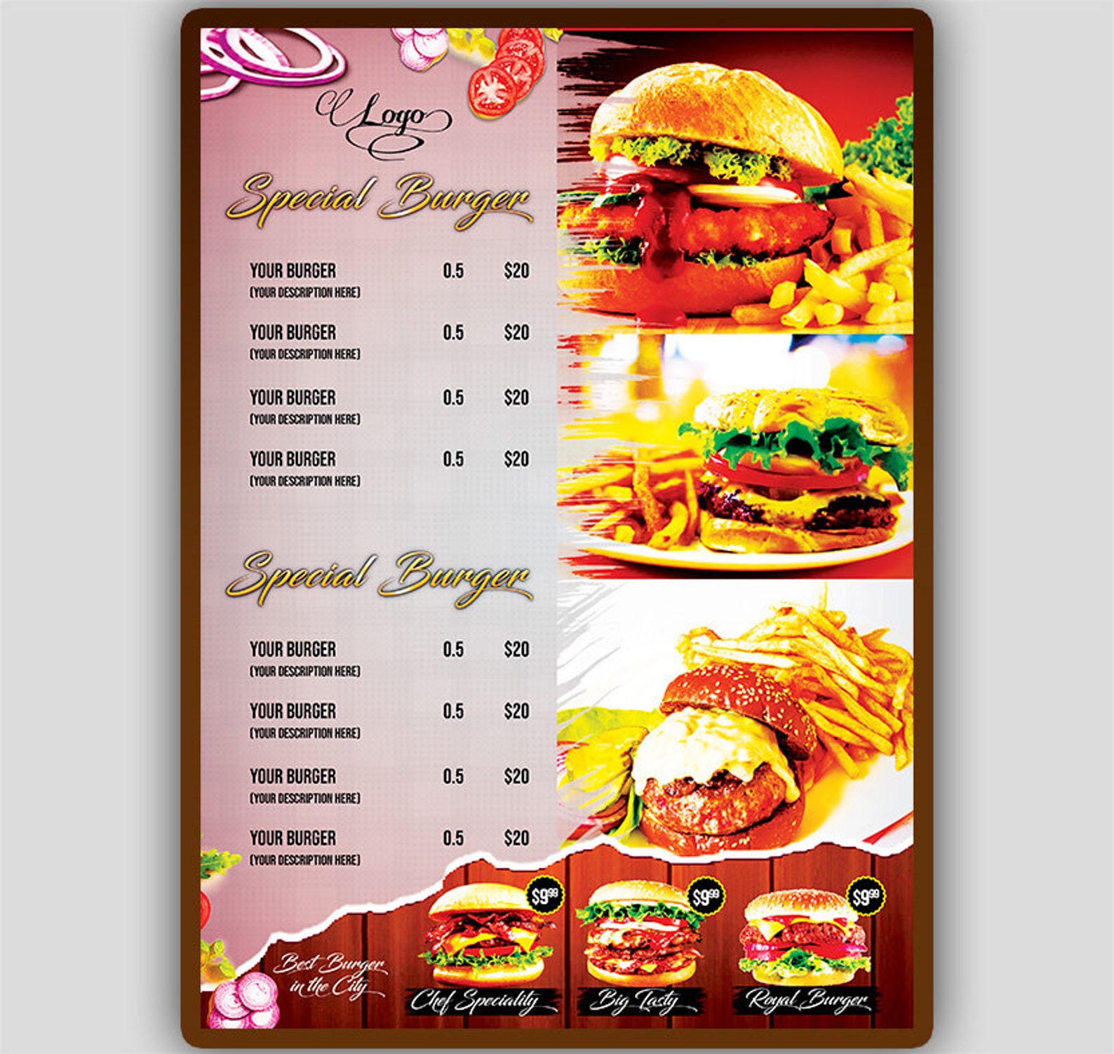 Burger menu brochure Burger menu flyer bar Burger menu flyer | Etsy