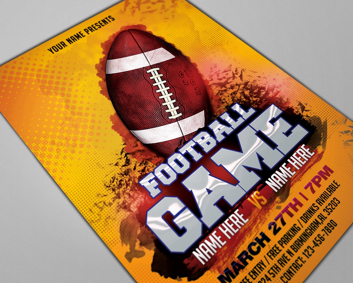 Football Birthday Flyer Football Game Flyer Football | Etsy