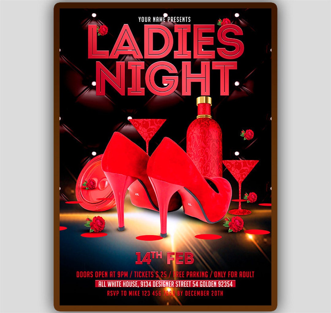 Ladies Night Flyer, Ladies Night Invite, Ladies Birthday Party Flyer ...
