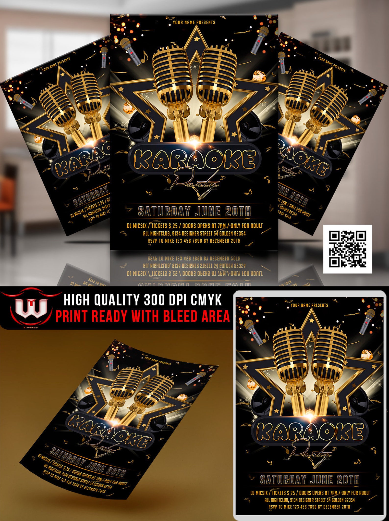 Gold Karaoke Party Flyer Karaoke Invitation Karaoke Birthday - Etsy