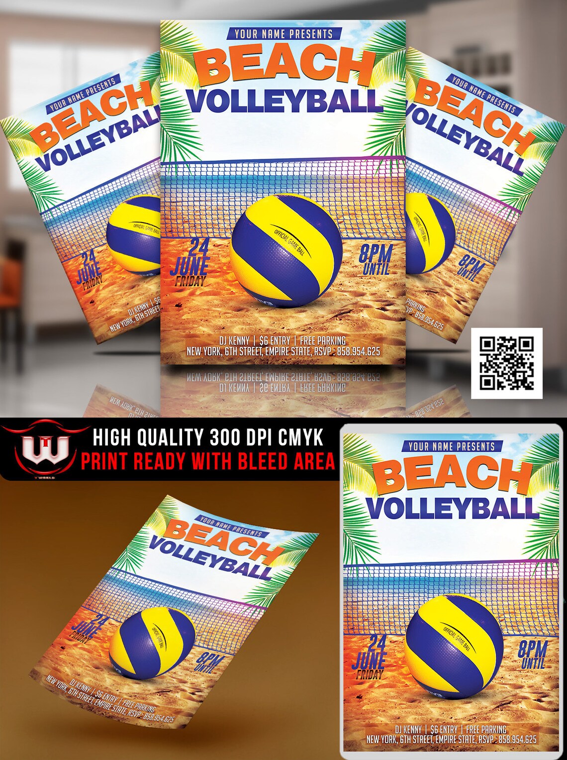 Beach volleyball flyer beach volleyball invitation | Etsy