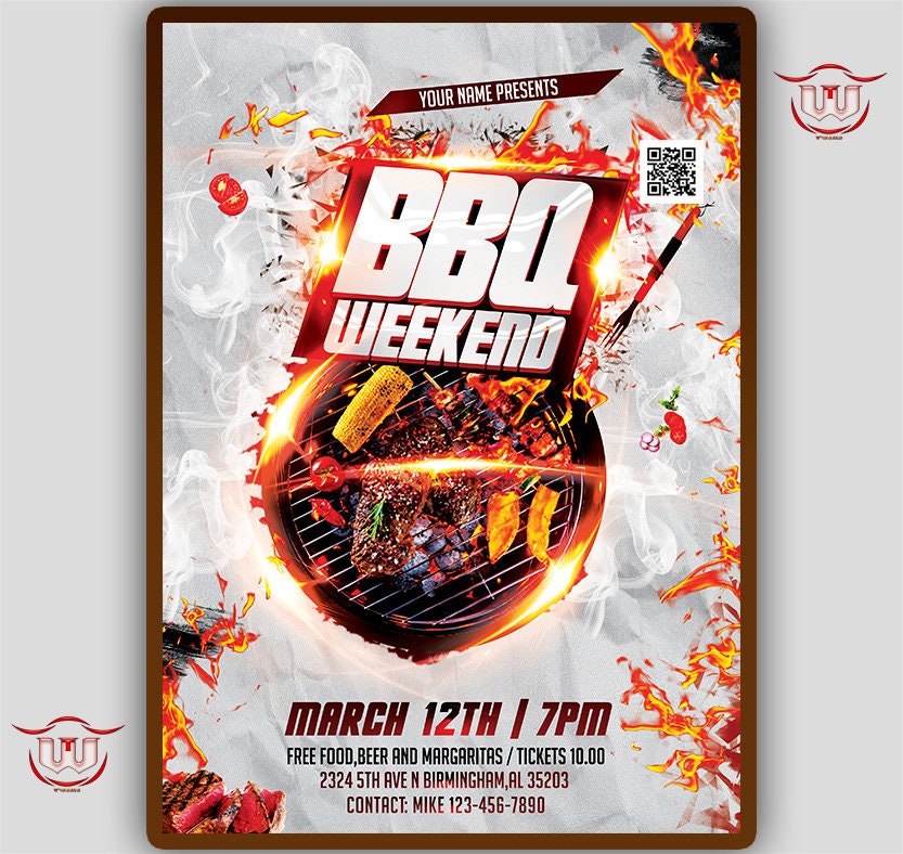 BBQ Weekend Flyer BBQ Party Invitation Barbecue Flyer Bbq - Etsy
