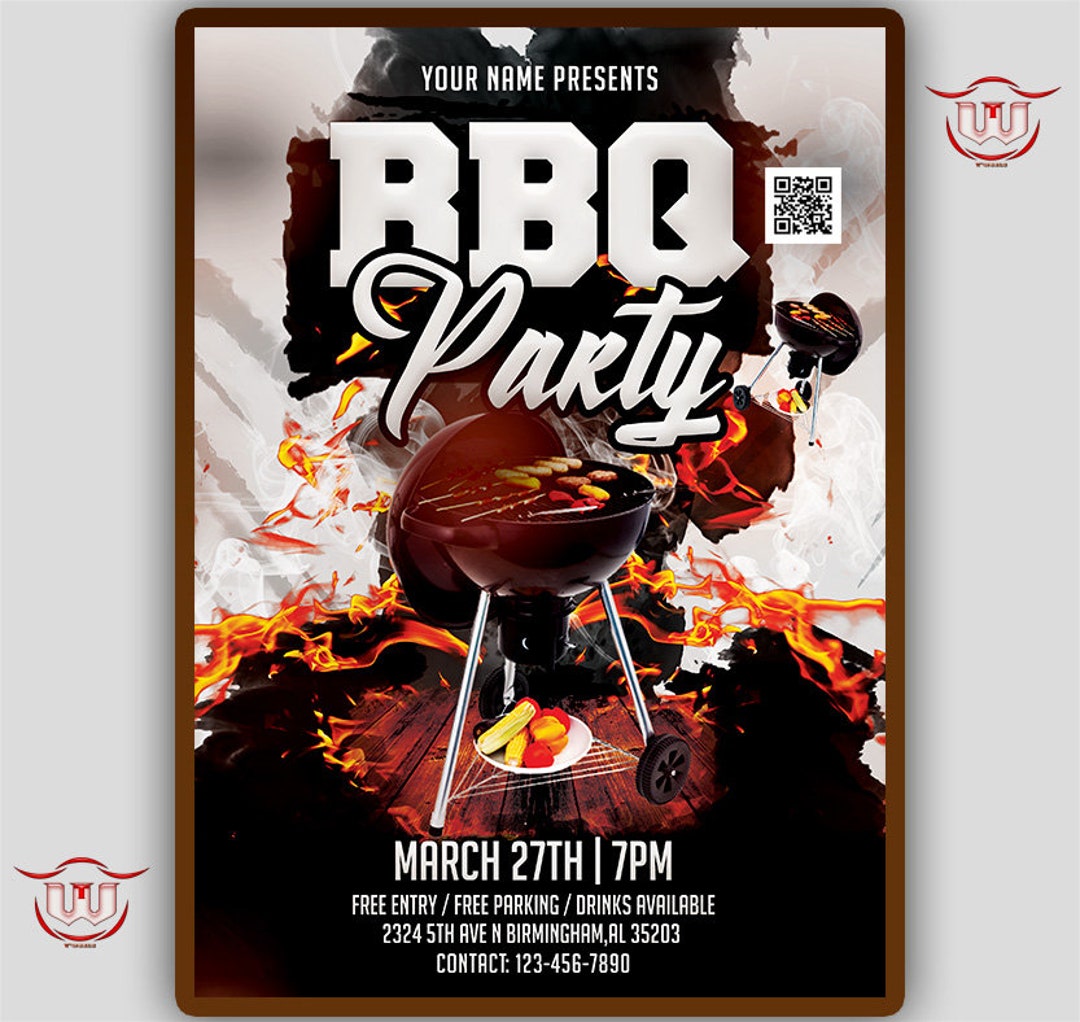 BBQ Party Flyer, Barbecue Invitation, Bbq Invite, Bar and Grill Flyer ...