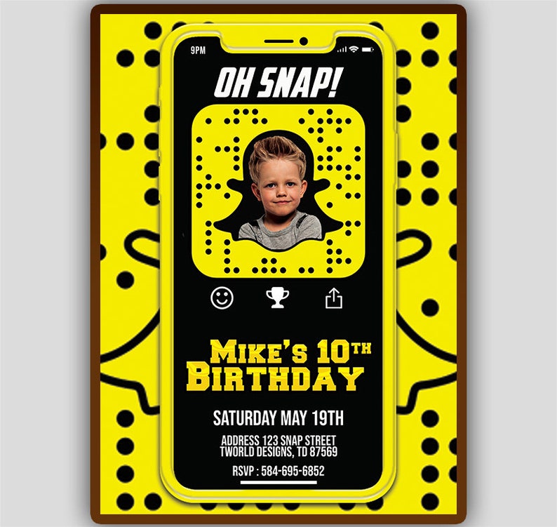 Snapchat Birthday Invtitation Snapchat Party Invite Snapchat - Etsy