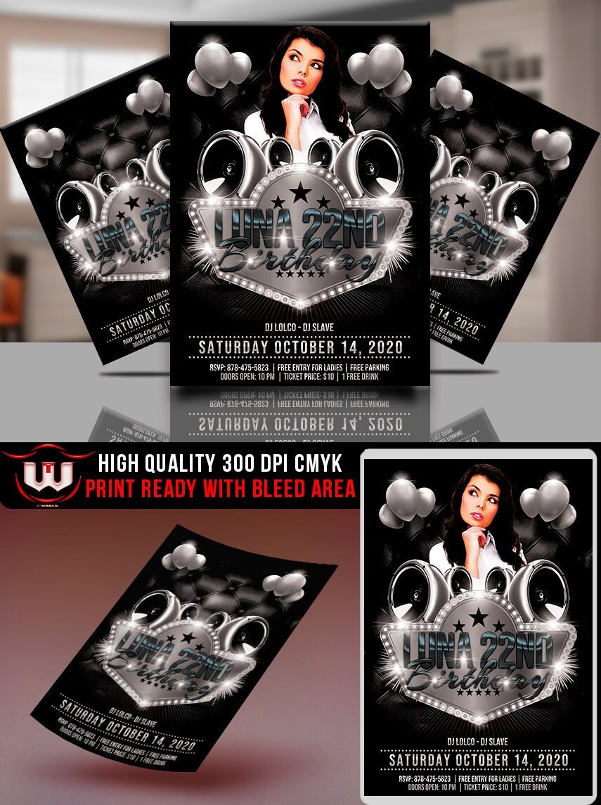 Silver Party Invitation Black White Club Flyer Black White - Etsy