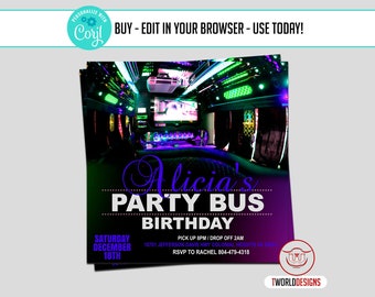 Party Bus Invitation - Etsy