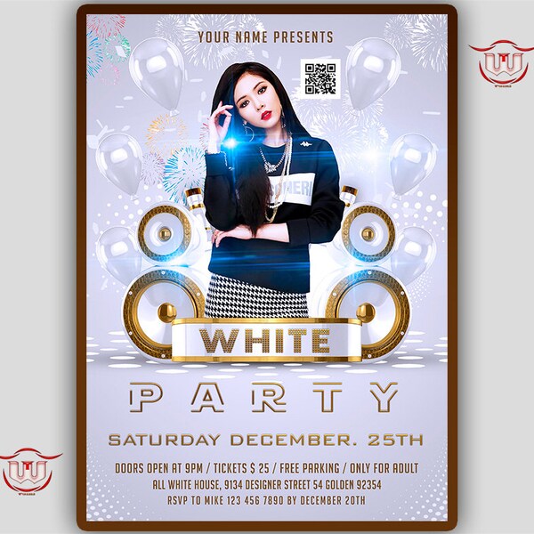 All White Club Flyer - Etsy