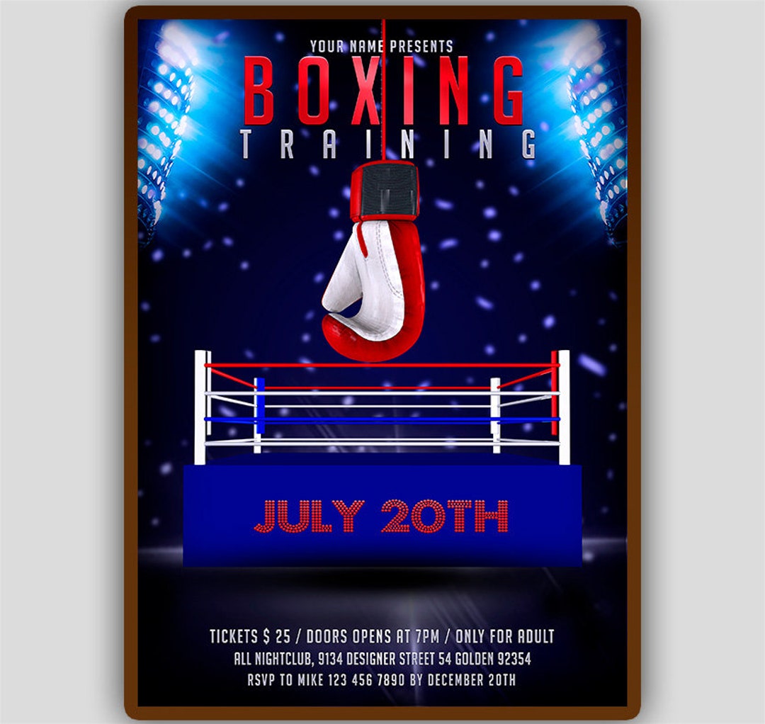 Boxing Night Flyer, Boxing Birthday Invitation, Fight Night Invite ...