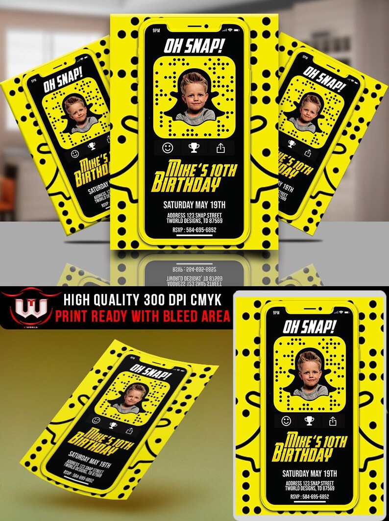 Snapchat Birthday Invtitation Snapchat Party Invite Snapchat - Etsy