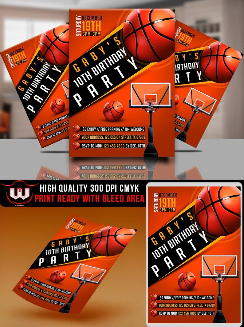 Basketball Birthday Party Invitation Basketball Invite - Etsy
