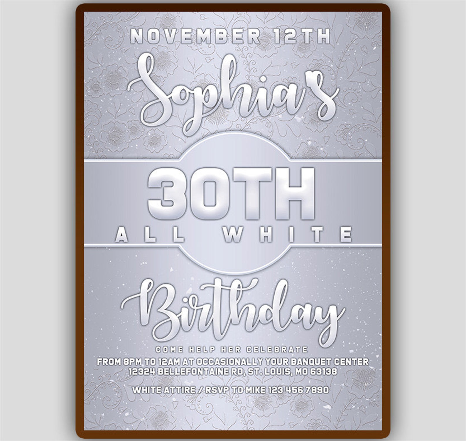 All White Birthday Invitation White Party Invite All White - Etsy